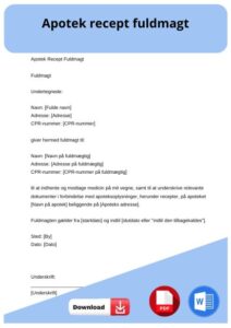 Apotek recept fuldmagt 【 Download - Word - PDF